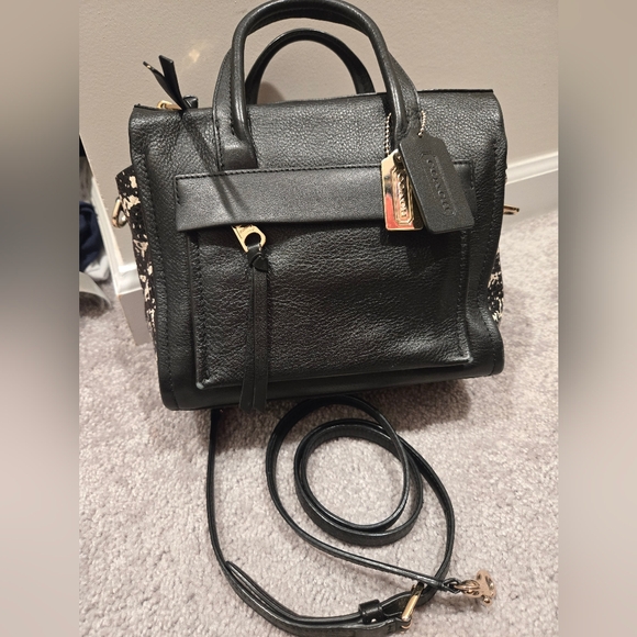 Coach | Bags | Coach Mini Riley Carryall Twotone Black And Snakeskin ...